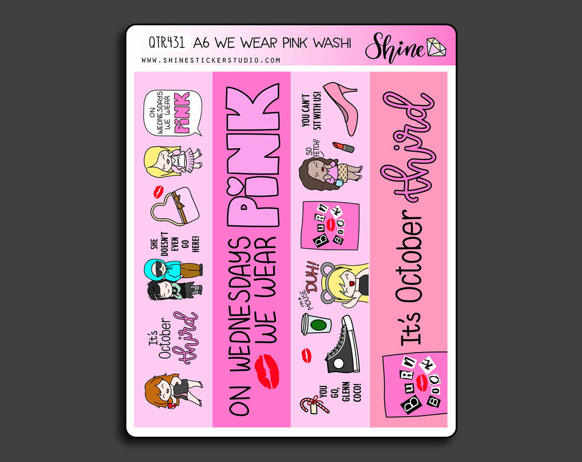 A6 We Wear Pink Washi Strip Stickers – Shine Sticker Studio