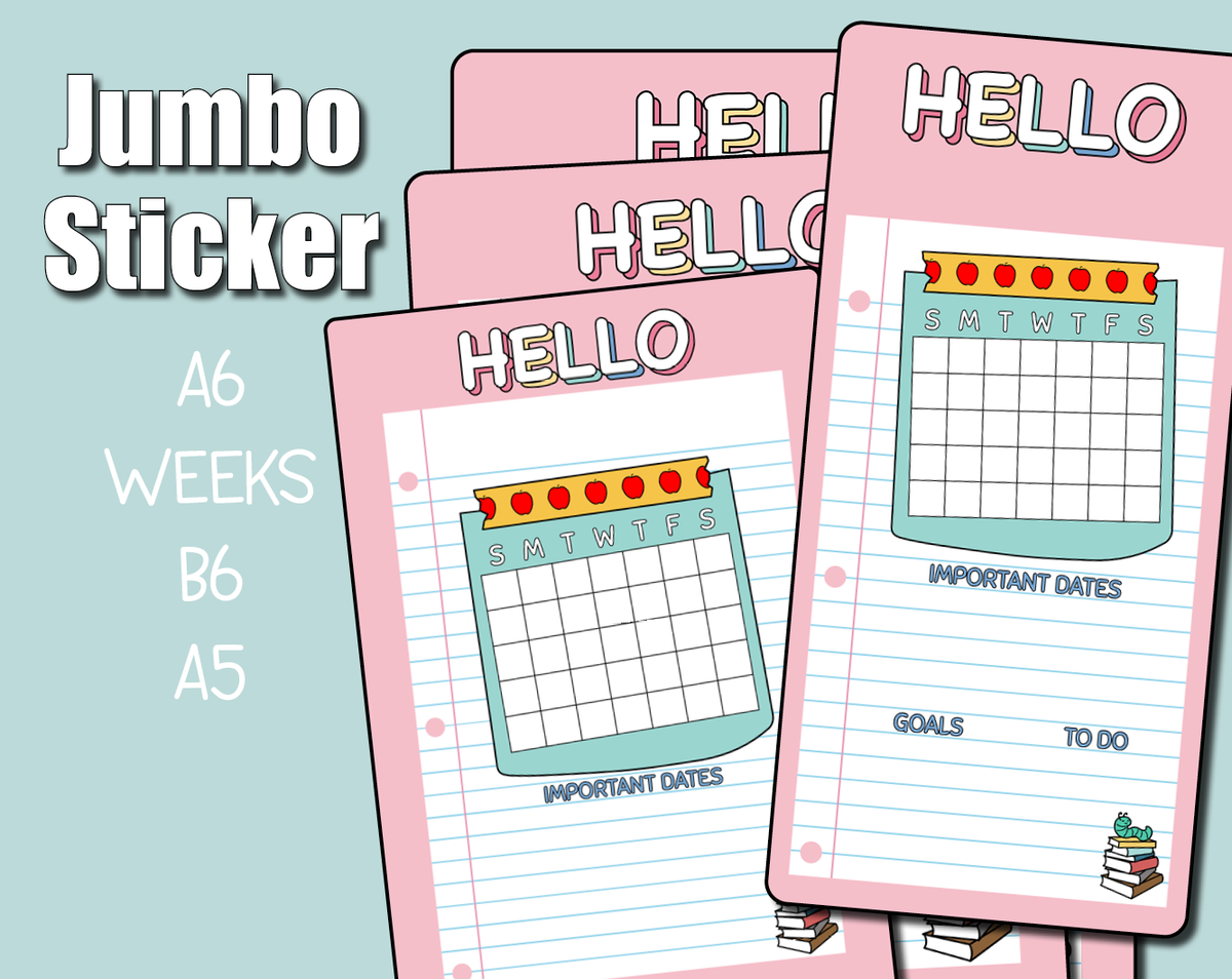 Undated Back to School Monthly Jumbo Sticker – Shine Sticker Studio
