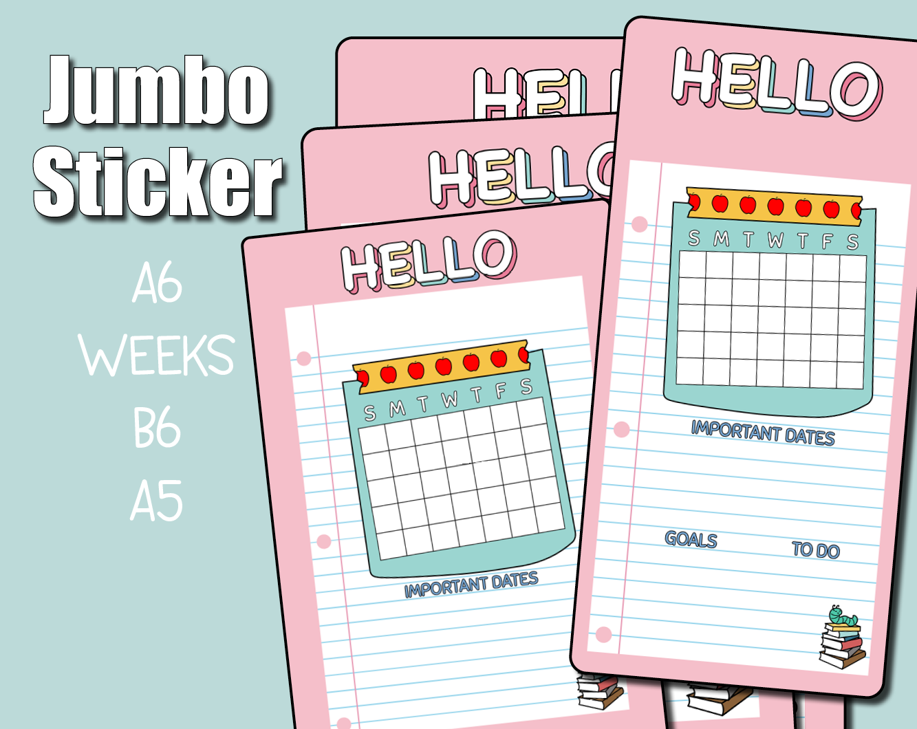 Undated Back to School Monthly Jumbo Sticker – Shine Sticker Studio