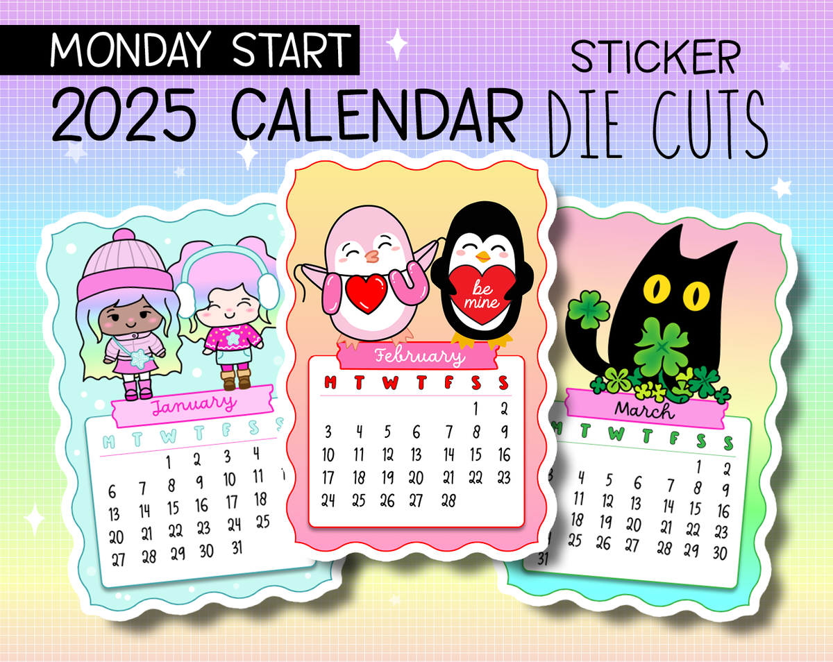 CLEARANCE MONDAY START 2025 Calendar Planner Sticker Die Cuts – Shine ...