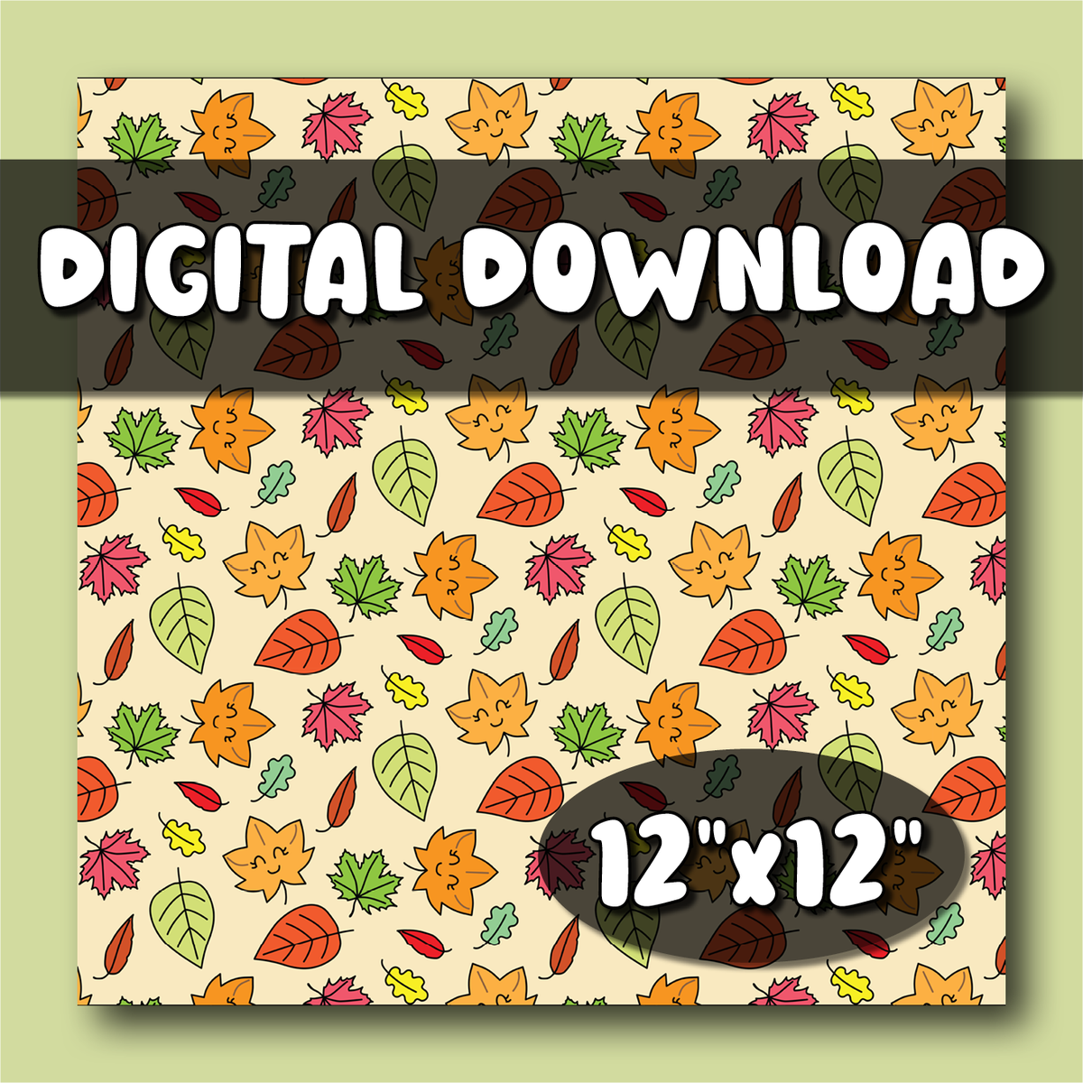 Kawaii Leaf Patterned Paper Digital Download – Shine Sticker Studio
