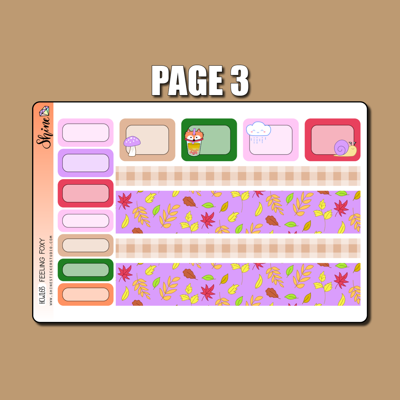 Feeling Foxy Hobonichi Cousin Sticker Kit – Shine Sticker Studio