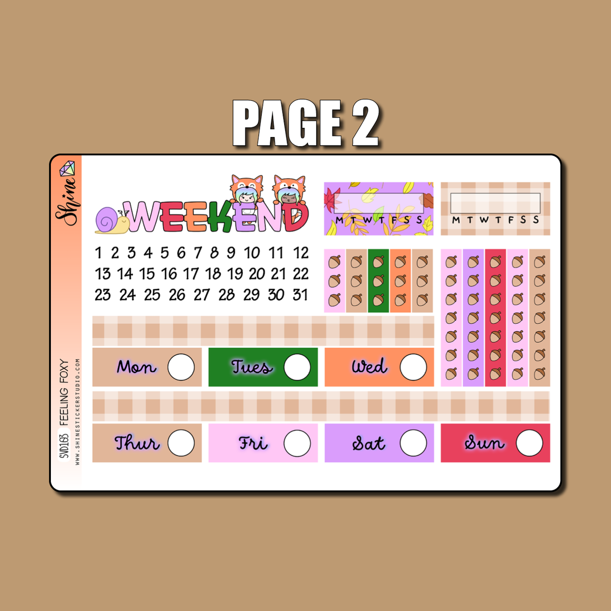 Feeling Foxy Vertical Weekly Sticker Kit – Shine Sticker Studio