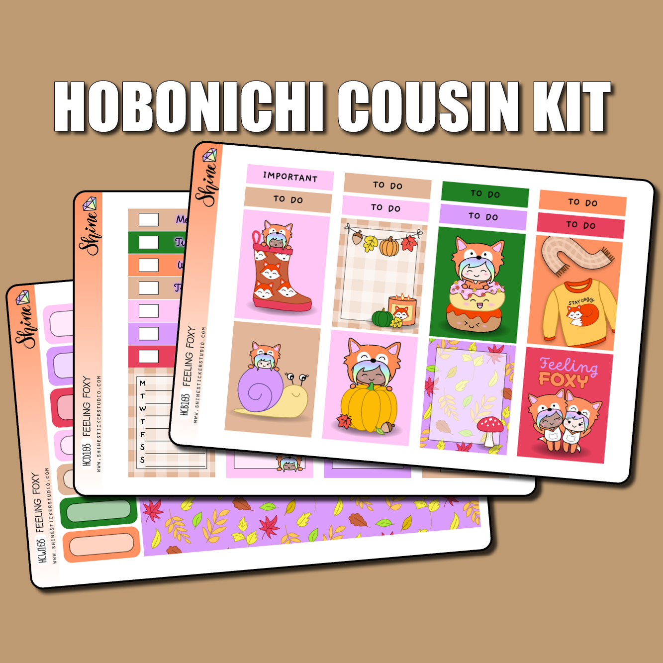 Feeling Foxy Hobonichi Cousin Sticker Kit – Shine Sticker Studio