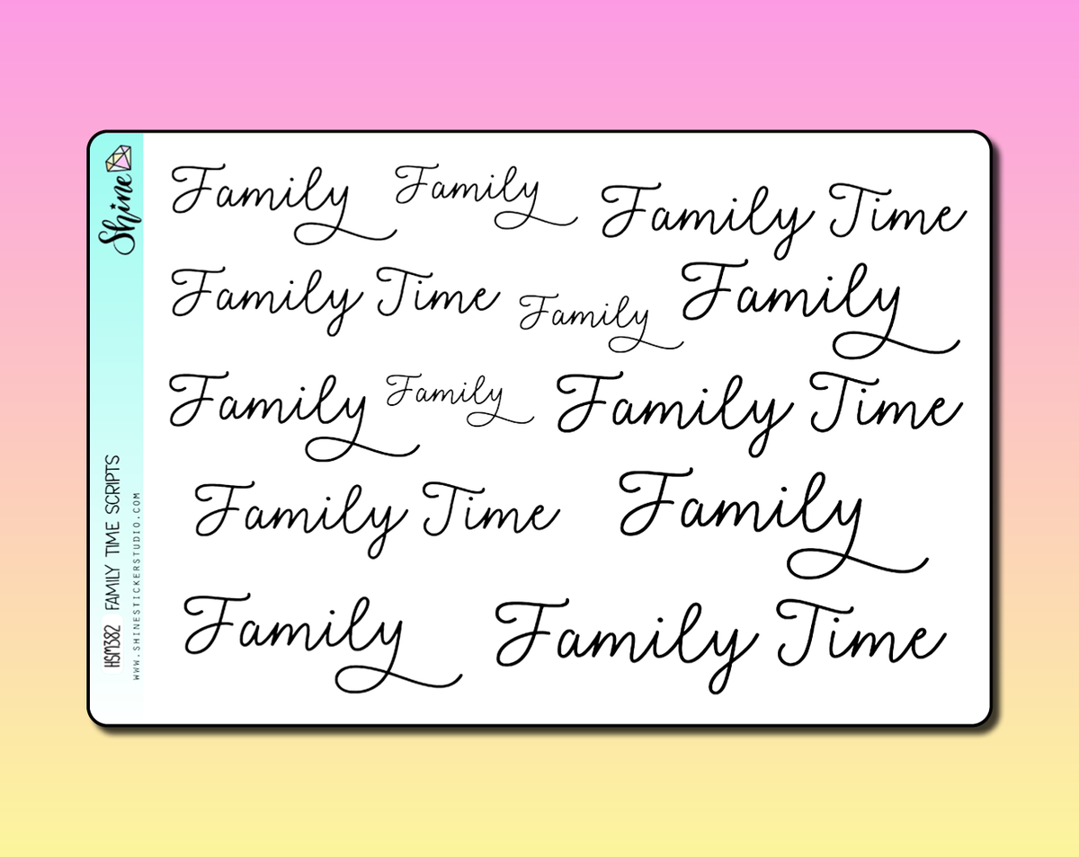Clear Family Time Stickers – Shine Sticker Studio