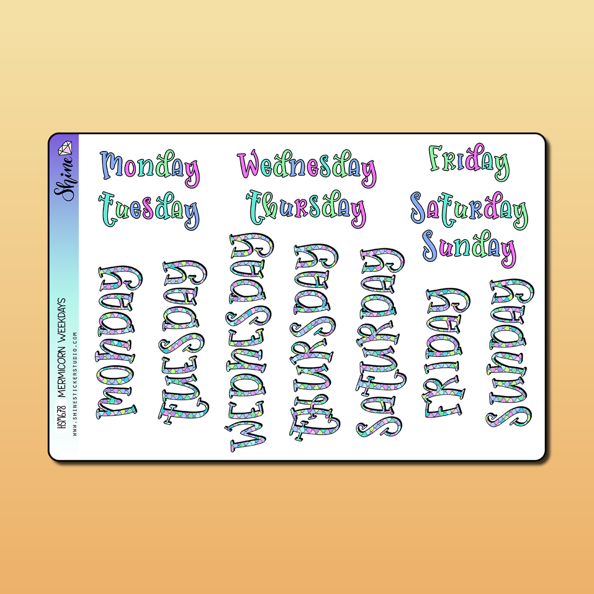 Mermicorn Weekday Stickers – Shine Sticker Studio