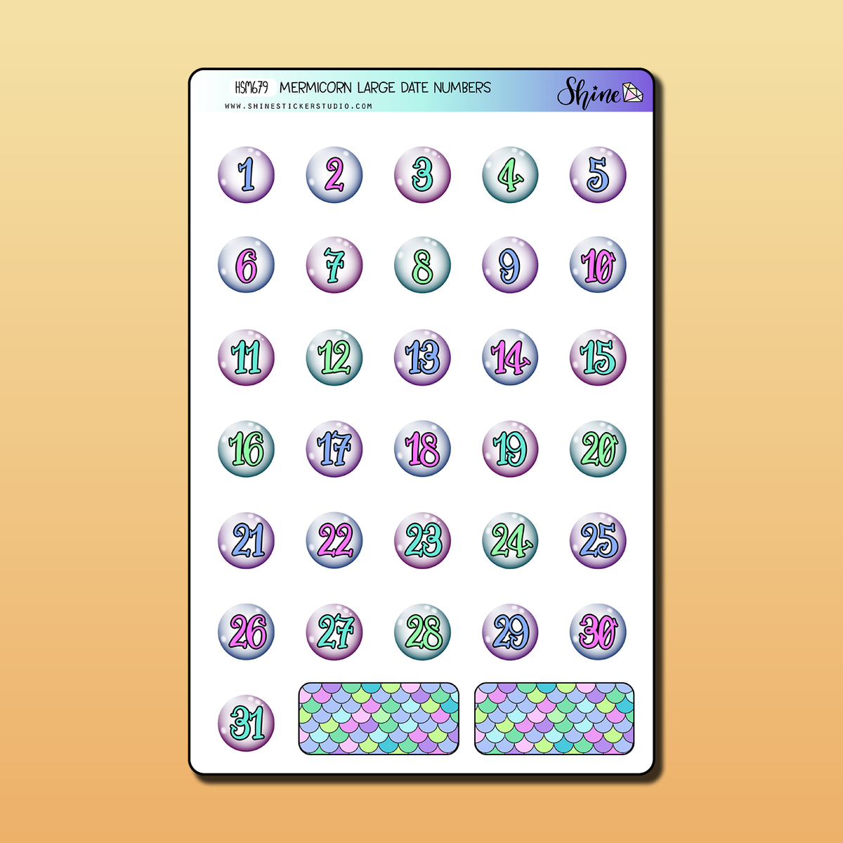 Mermicorn Large Date Number Stickers – Shine Sticker Studio