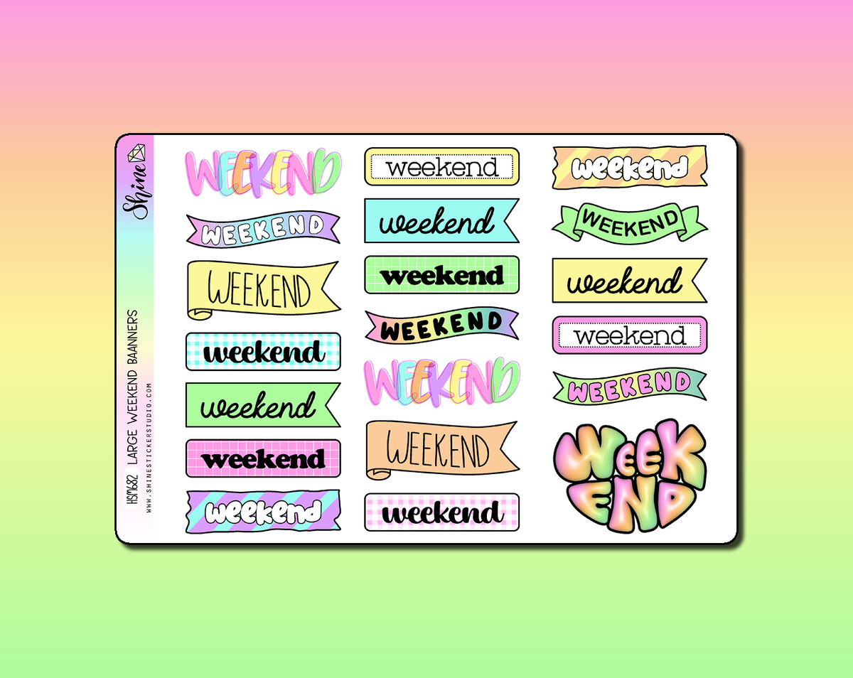 Large Weekend Flag Banner Stickers – Shine Sticker Studio