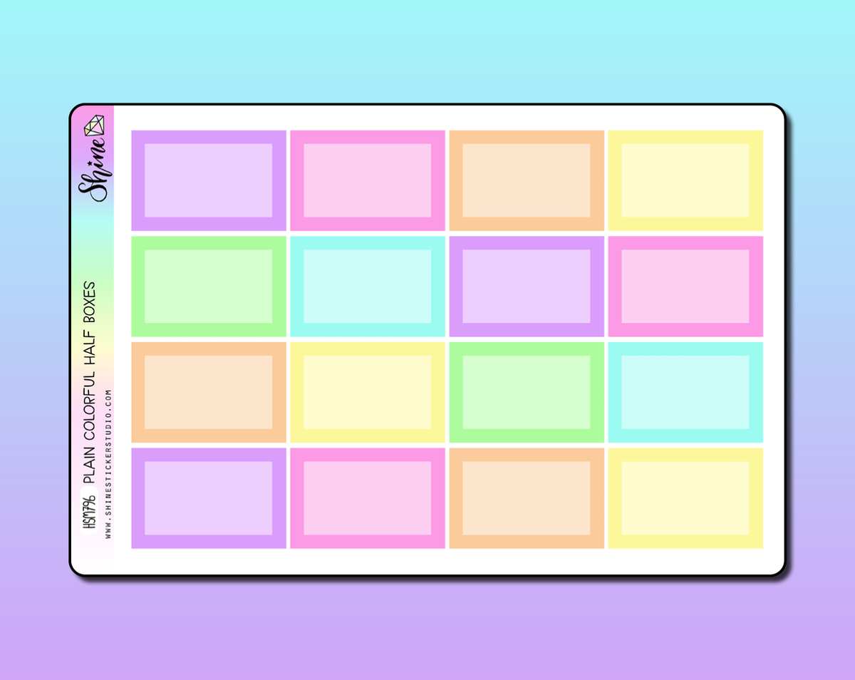 Plain Colorful or Gradient Standard Vertical Half Boxes Planner Sticke ...