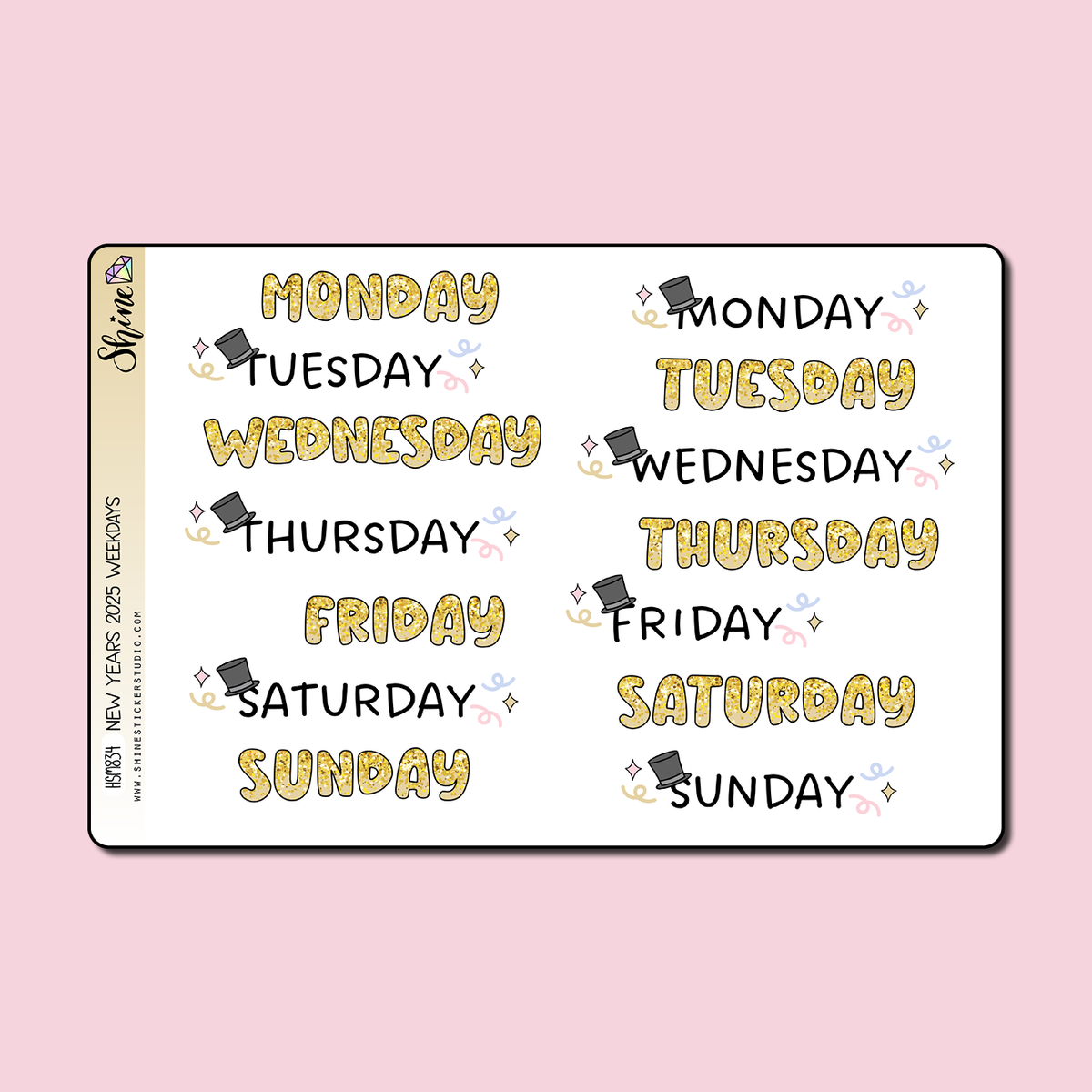 New Year's Weekday Stickers – Shine Sticker Studio