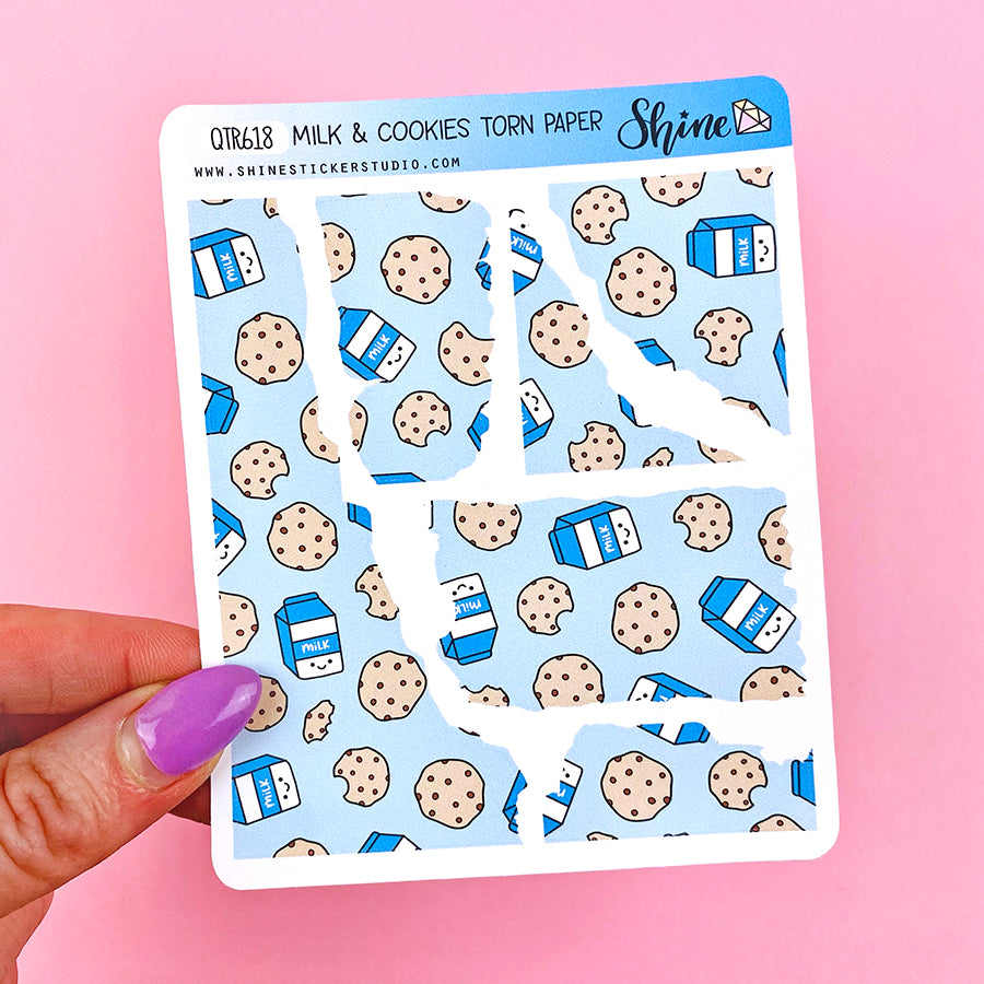 Milk & Cookies Torn Paper Stickers – Shine Sticker Studio