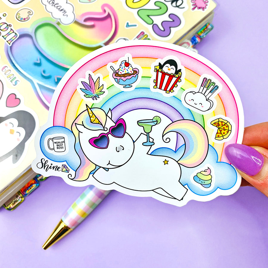 Debby's Birthday Star the Unicorn Rainbow Sticker Sampler Die Cut ...
