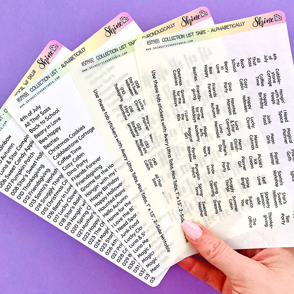 Shine Collection List and Label Stickers for Organizing Sticker Albums