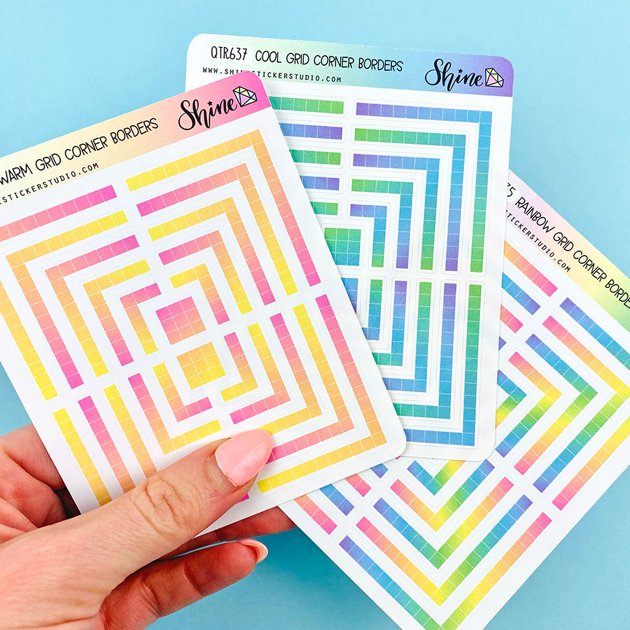 Rainbow Grid Corner Borders – Shine Sticker Studio