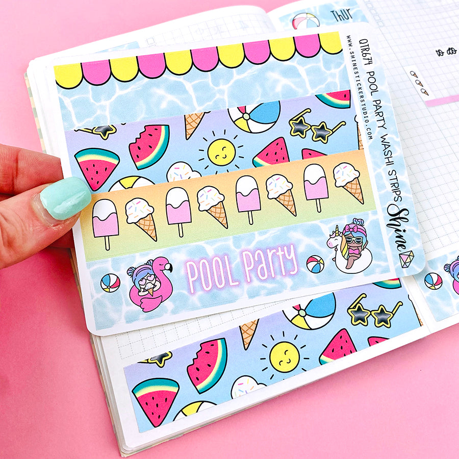A6 Pool Party Washi Strip Stickers – Shine Sticker Studio