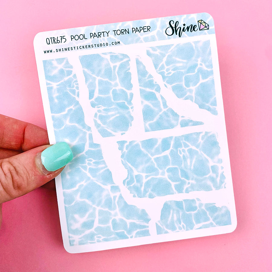 Pool Party Torn Paper Stickers – Shine Sticker Studio
