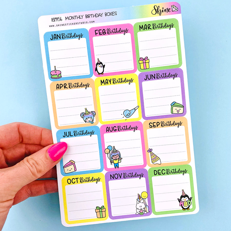 Monthly Birthday Stickers – Shine Sticker Studio