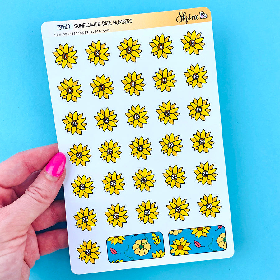 Sunflower Date Number Box Stickers – Shine Sticker Studio