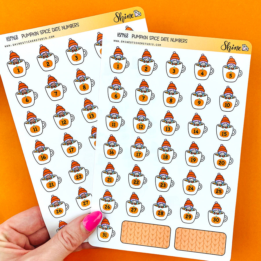 Pumpkin Spice Luna Date Number Box Stickers – Shine Sticker Studio