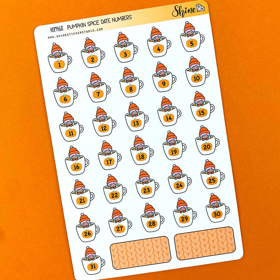 Pumpkin Spice Luna Date Number Box Stickers – Shine Sticker Studio