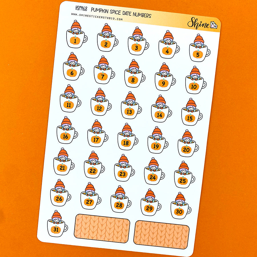 Pumpkin Spice Luna Date Number Box Stickers – Shine Sticker Studio