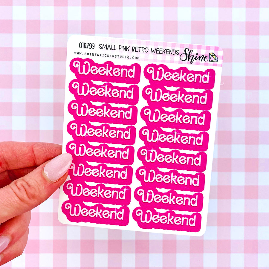 Small Retro Pink Weekend Stickers – Shine Sticker Studio