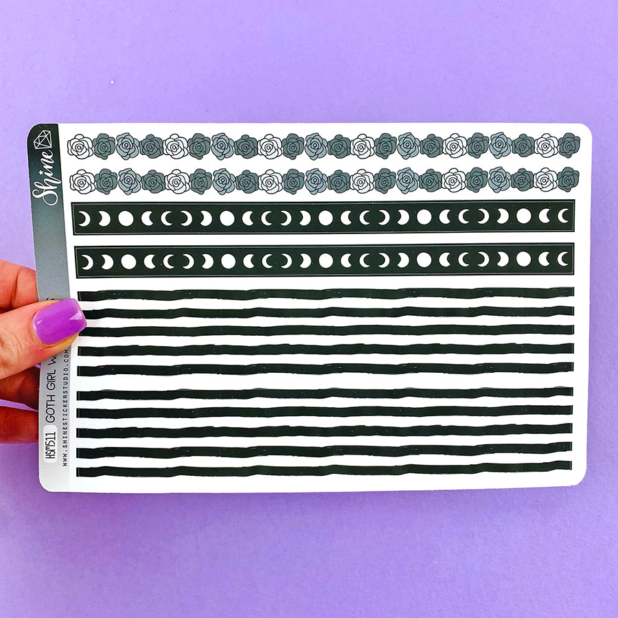 3 Dollar Thursday - Goth Girl Washi Strip Stickers – Shine Sticker Studio