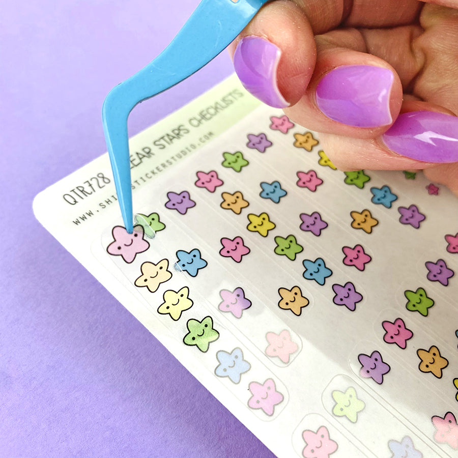 Clear Kawaii Stars Checklist Stickers – Shine Sticker Studio