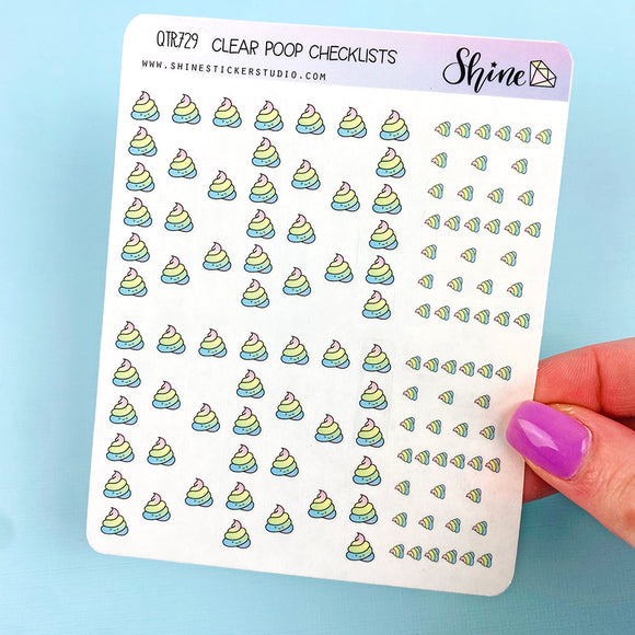 Clear Kawaii Poop Checklist Stickers