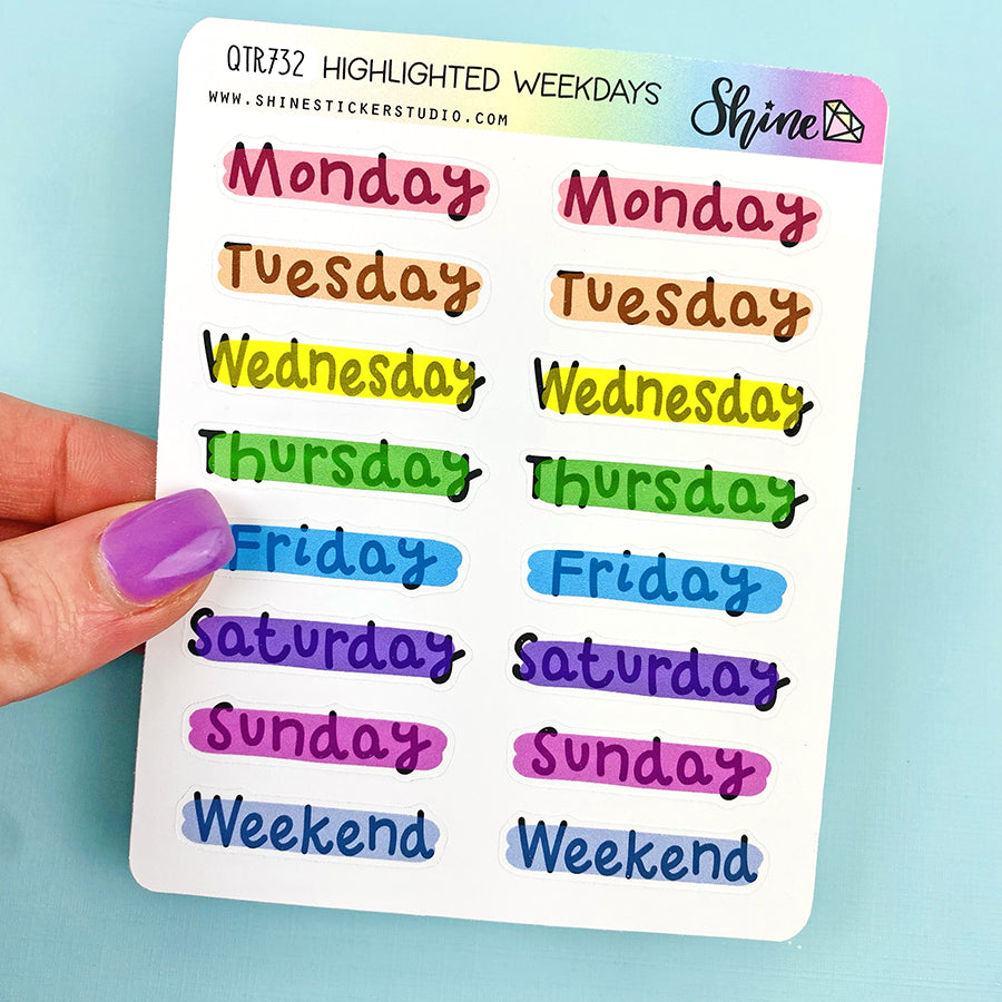Highlighted Weekdays Stickers – Shine Sticker Studio
