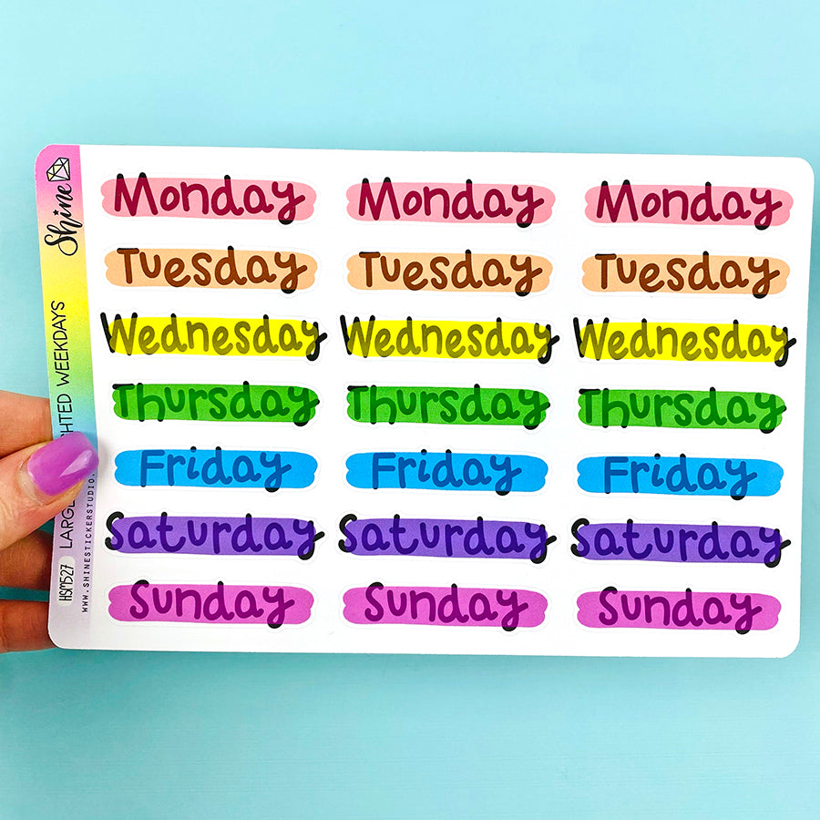 Large Highlighted Weekdays – Shine Sticker Studio