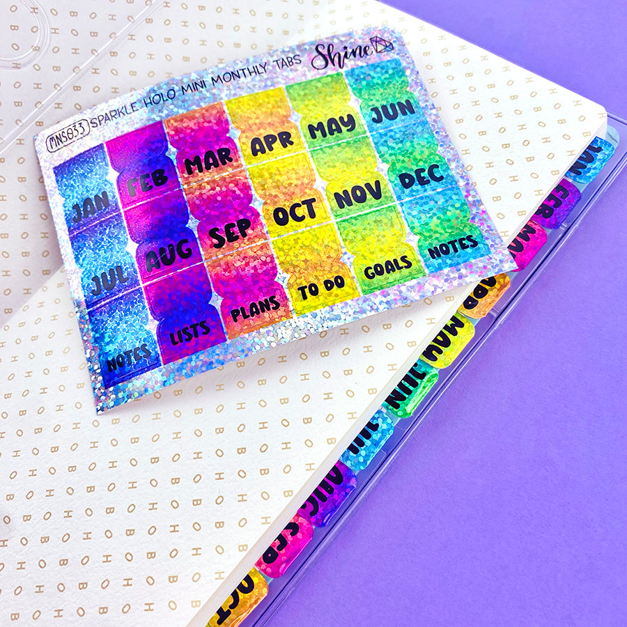 Rainbow Holo Sparkle Vinyl Mini Monthly Tabs Mini Sheet – Shine Sticker ...