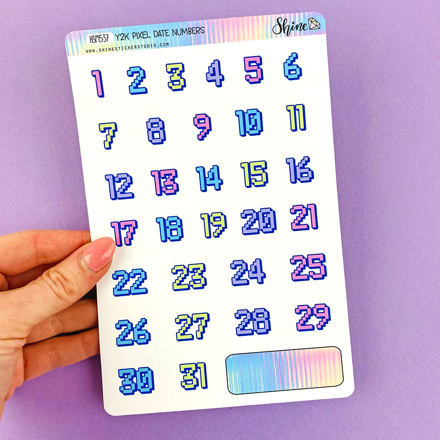 Y2K Pixel Date Numbers – Shine Sticker Studio
