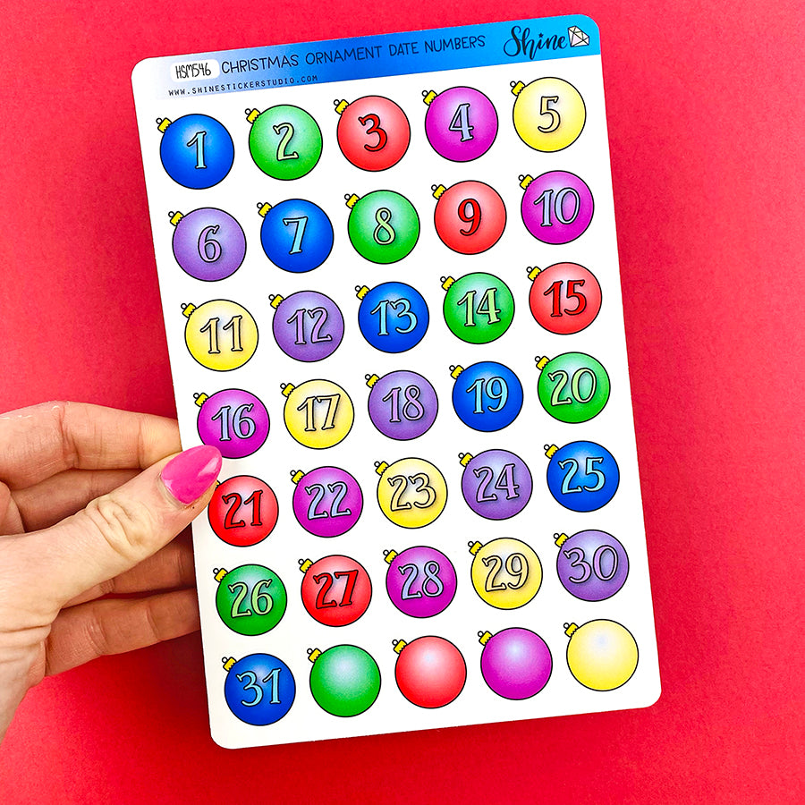 Christmas Ornament Date Number Stickers – Shine Sticker Studio