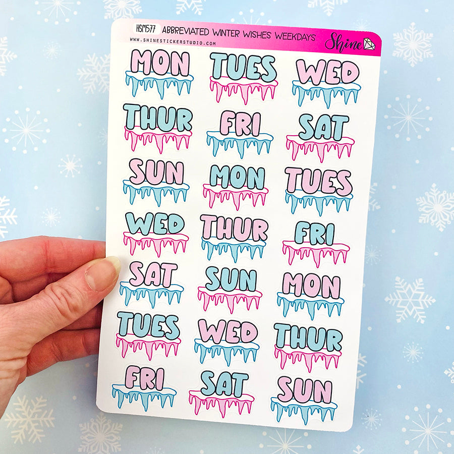 Abbreviated Winter Wishes Weekdays – Shine Sticker Studio