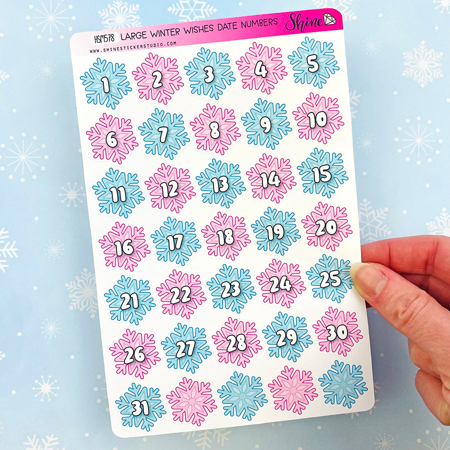 Large Winter Wishes Date Numbers – Shine Sticker Studio