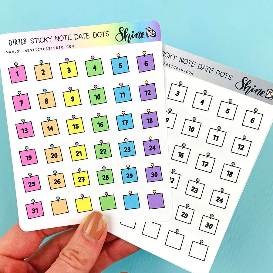 Sticky Note Date Dot Stickers – Shine Sticker Studio