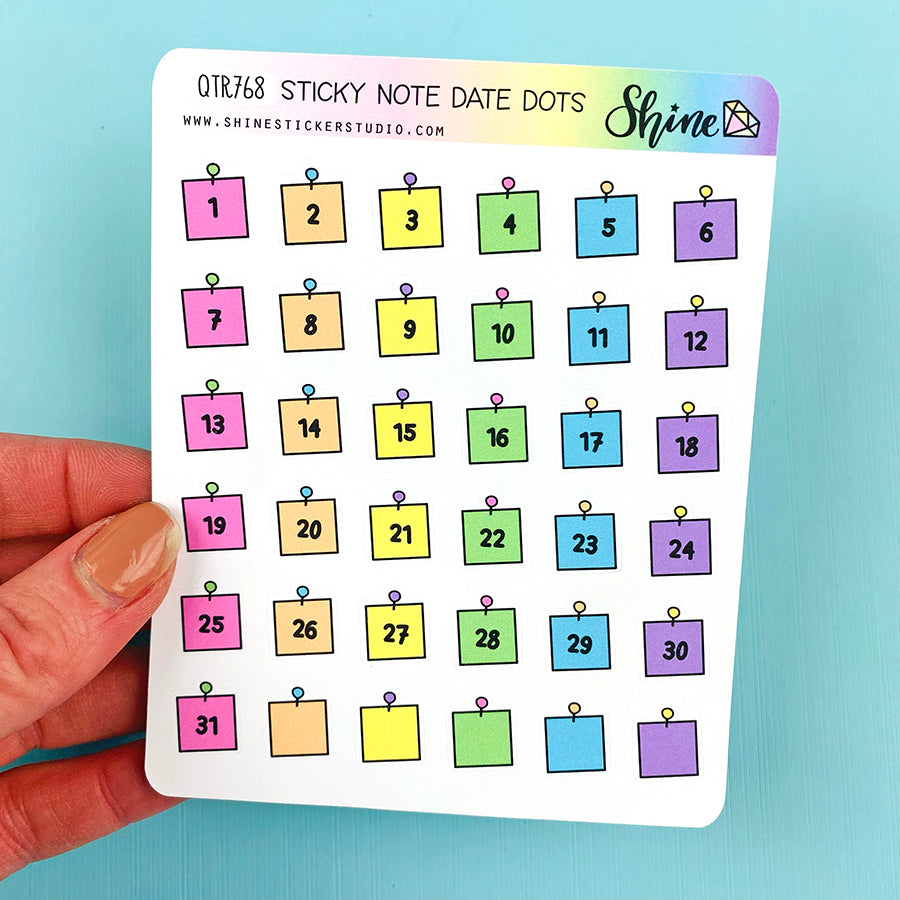 Sticky Note Date Dot Stickers – Shine Sticker Studio