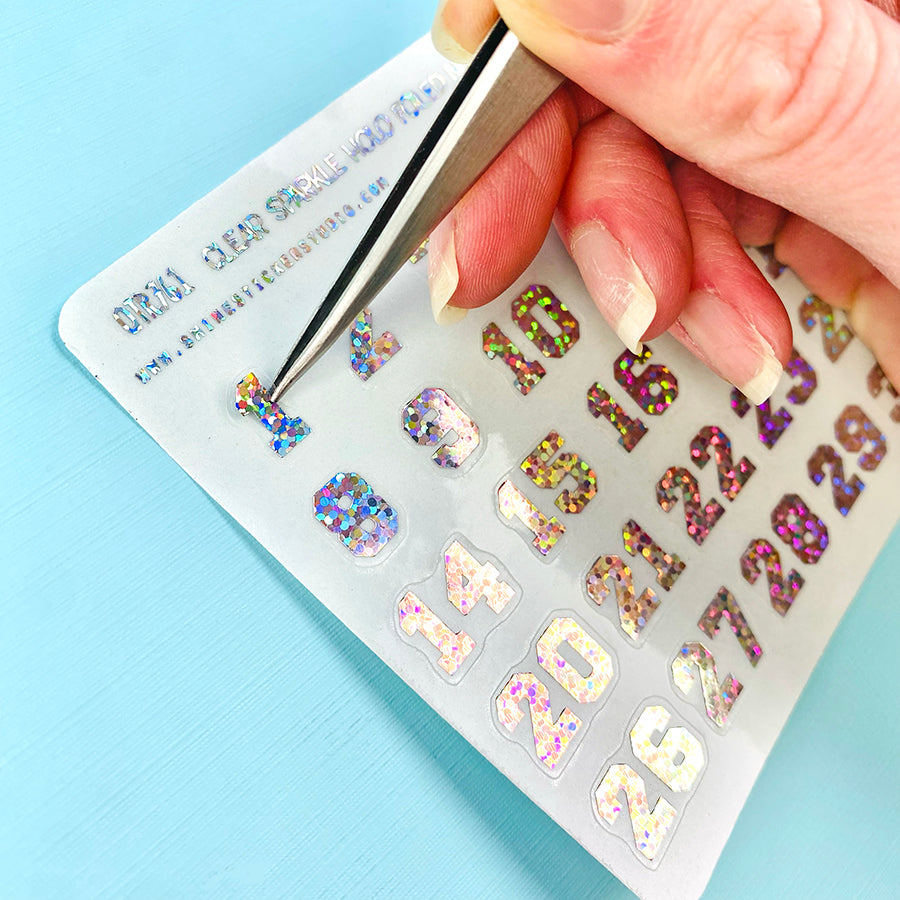 Clear FOILED Date Number Stickers - Holo-Holo Sparkle- Holo Pink ...