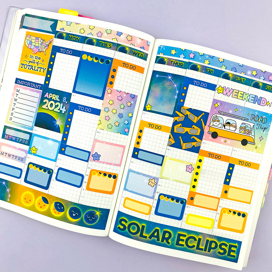 CLEARANCE 2024 Eclipse Hobonichi Cousin Sticker Kit – Shine Sticker Studio