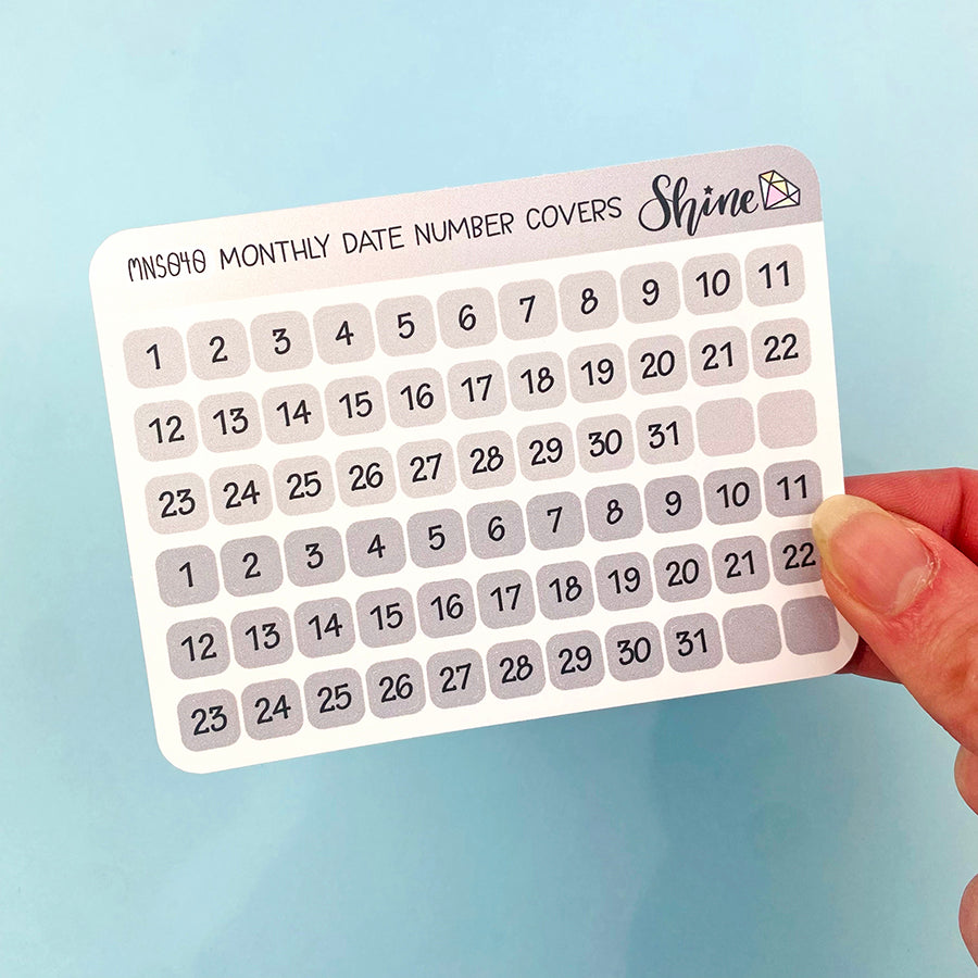 Monthly Date Number Covers Mini Sheet – Shine Sticker Studio
