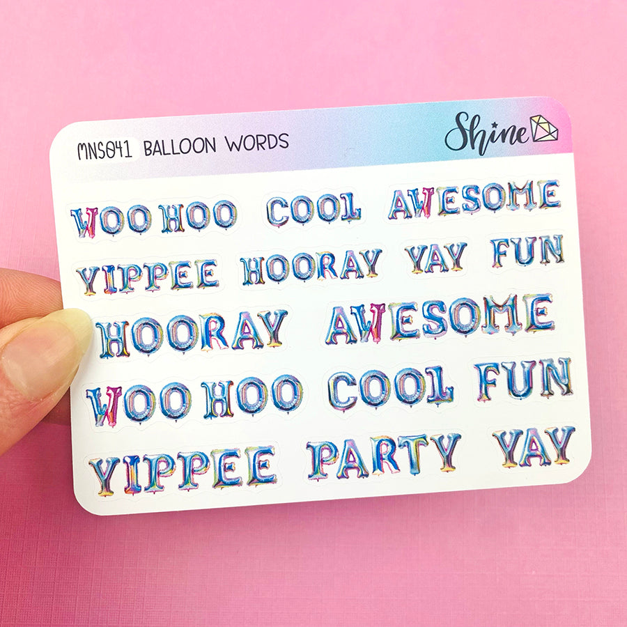 Balloon Words Mini Sheet – Shine Sticker Studio