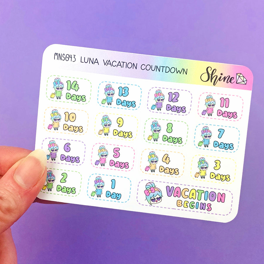 Luna Vacation Countdown Mini Sheet – Shine Sticker Studio