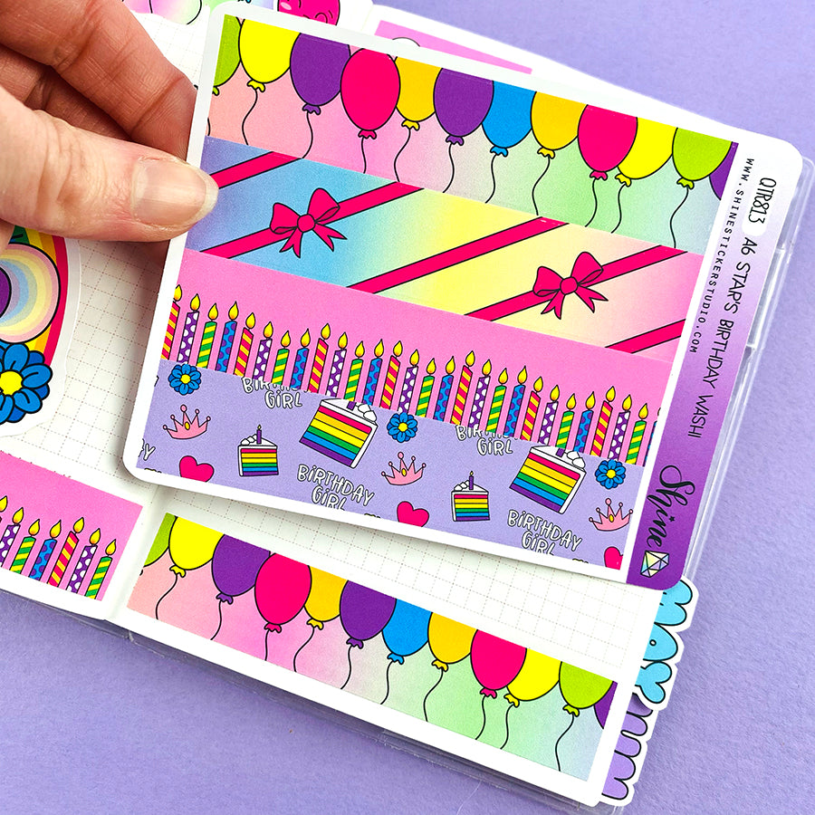 A6 Star's Birthday Washi Strip Stickers – Shine Sticker Studio