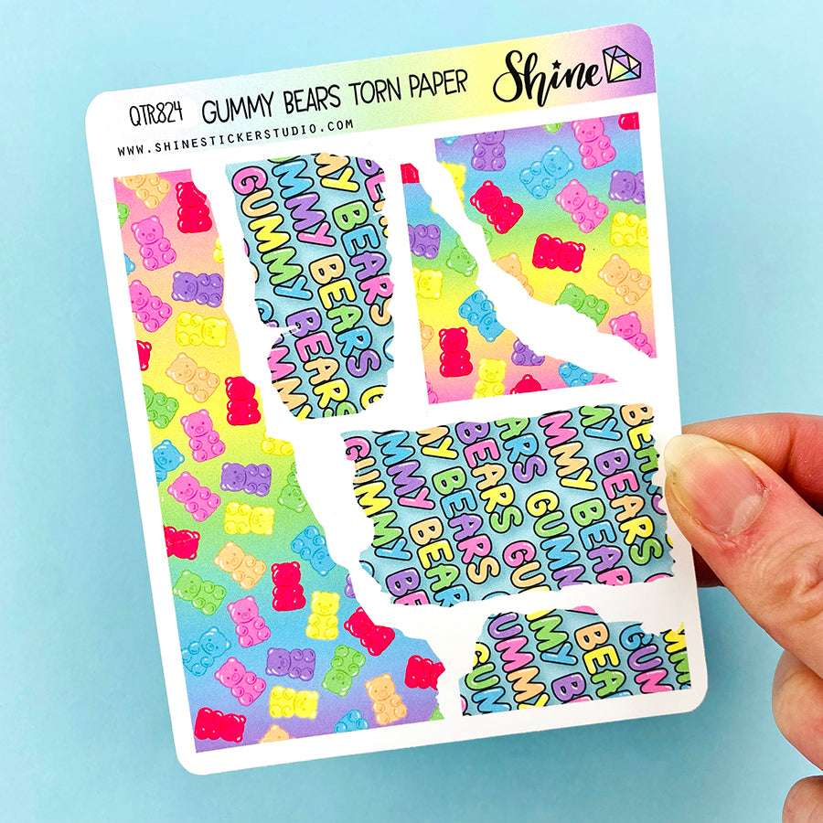Gummy Bears Torn Paper Stickers – Shine Sticker Studio