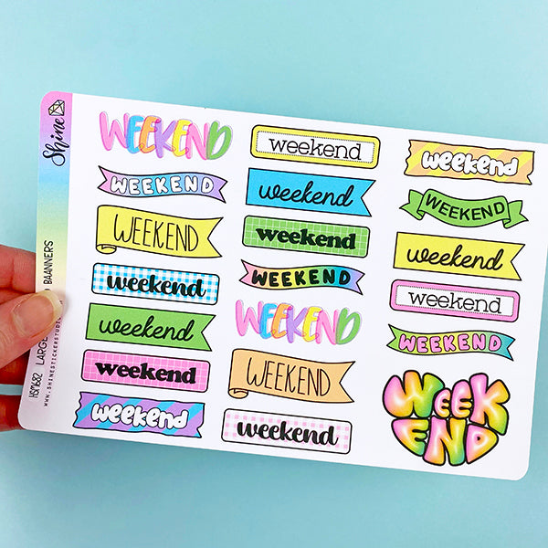 Large Weekend Flag Banner Stickers – Shine Sticker Studio