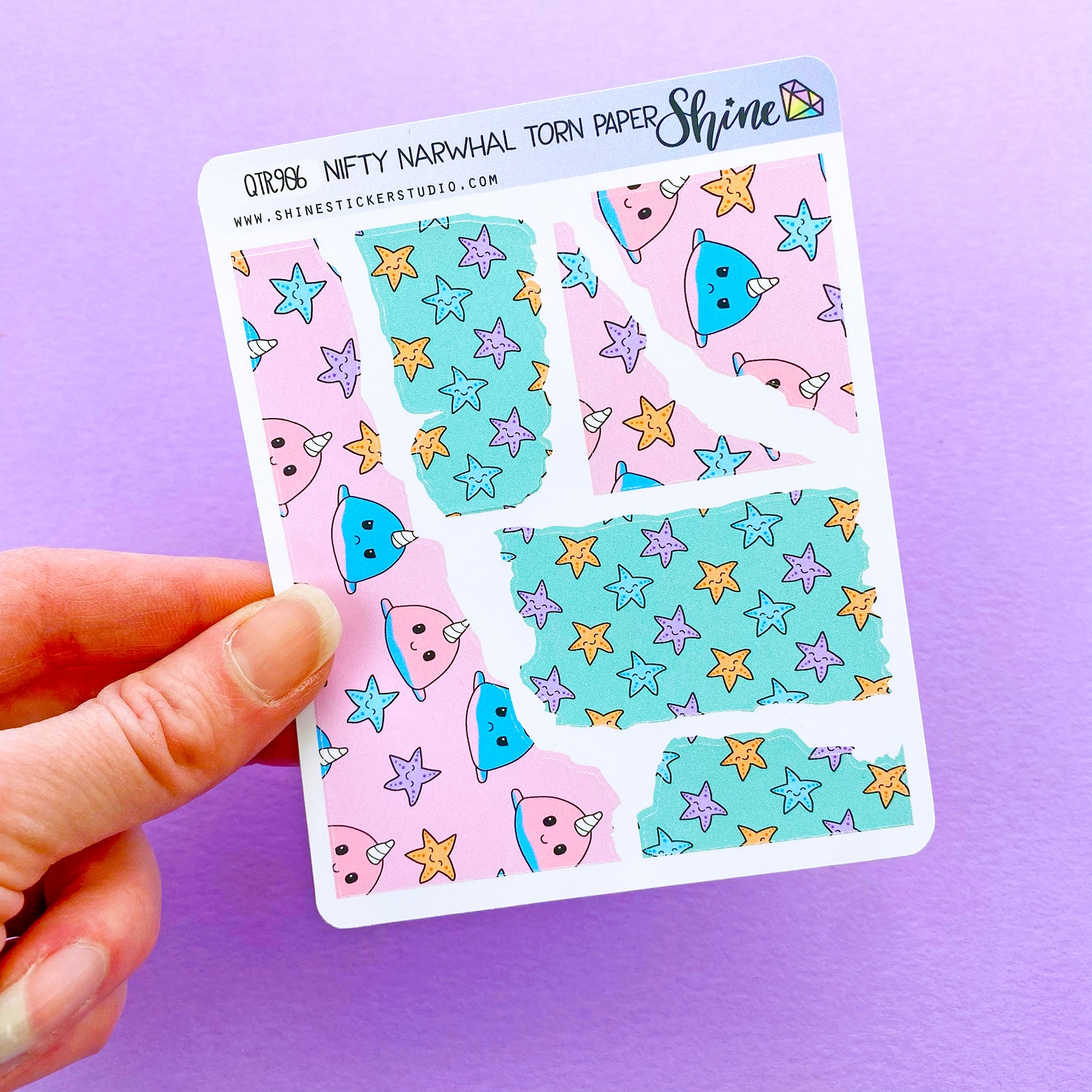 Nifty Narwhal Torn Paper Stickers – Shine Sticker Studio