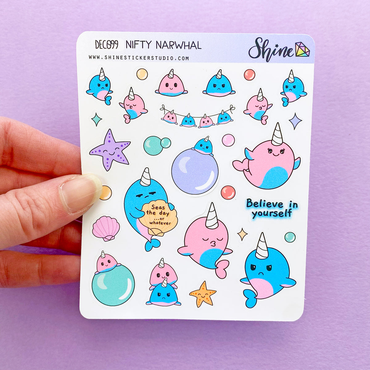 Nifty Narwhal Deco Stickers – Shine Sticker Studio