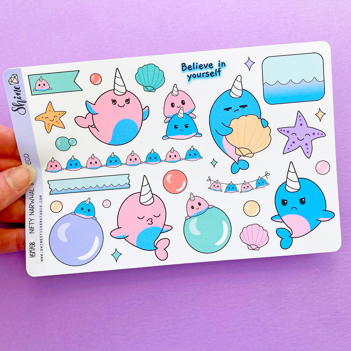 Nifty Narwhal Bujo Deco Stickers – Shine Sticker Studio
