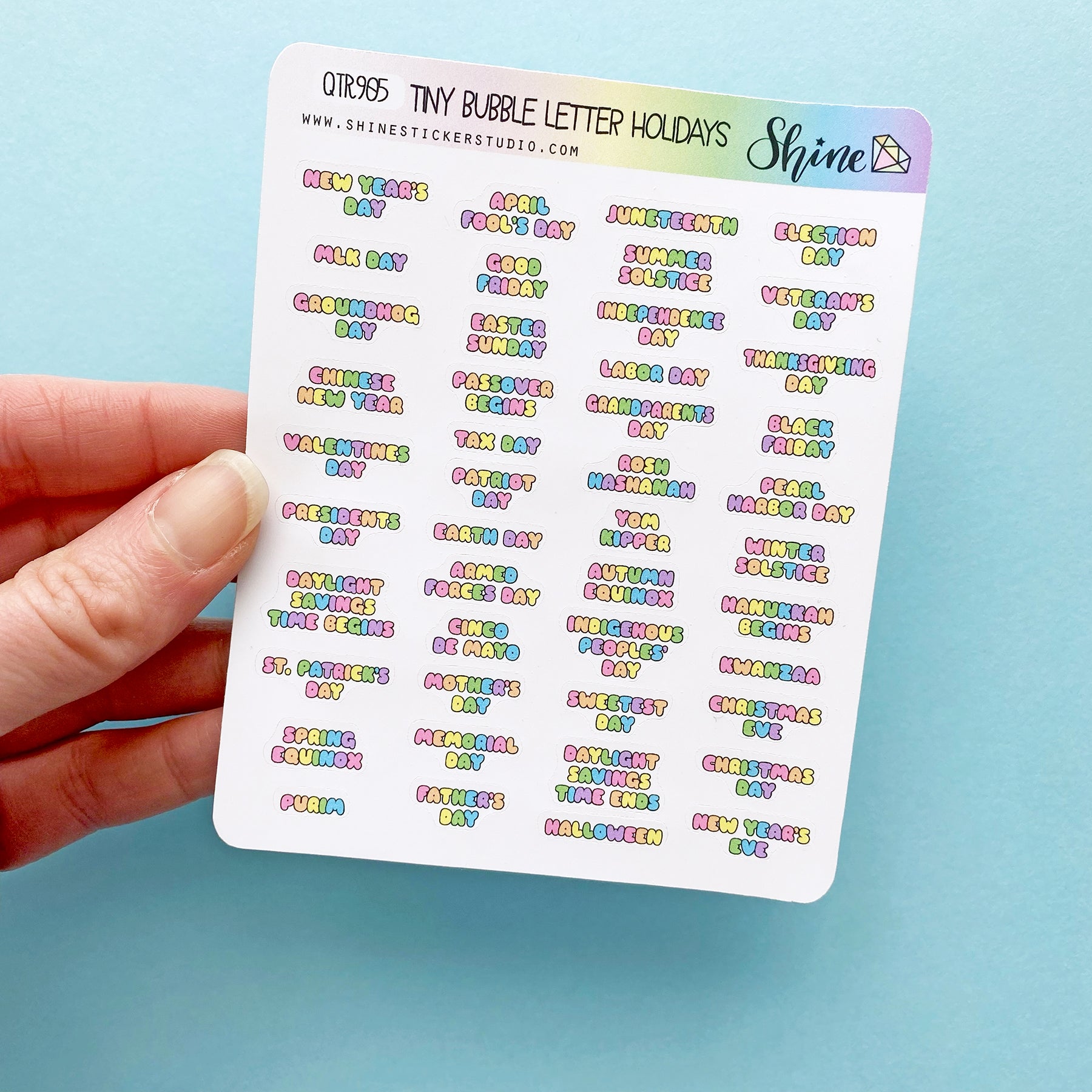 Tiny Holiday Bubble Letter Stickers – Shine Sticker Studio